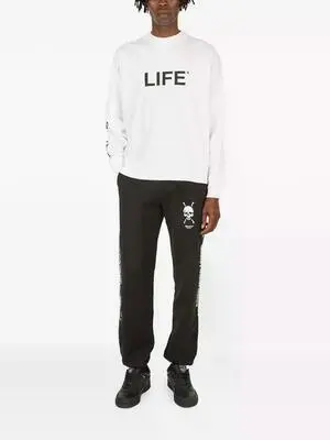DEATH CIGARETTES Skull Logo Print Trousers