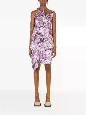 NINAMOUNAH Asymmetric Halterneck Midi Dress - Pink
