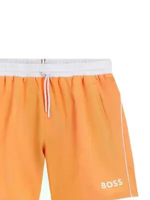 BOSS Swim Shorts With Side Stripes - Orange
