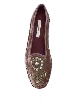 Malìparmi Embroidered Velvet Ballet Flats