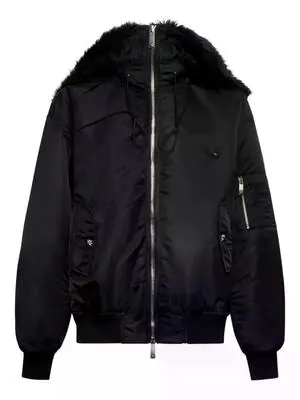 John Richmond Textured Collar Zip-up Jacket - Black