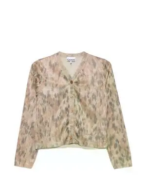 GANNI Leopard-print V-neck Cardigan - Neutrals