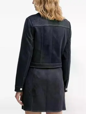 MORGAN Contrast-stitch Suede Jacket