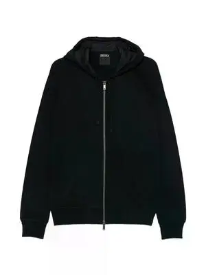 Zegna Cotton-jersey Hoodie - Blue
