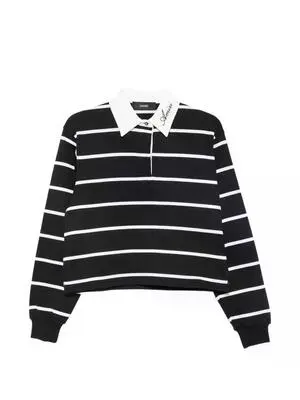 Amiri Striped Long-sleeve Polo Top - Black