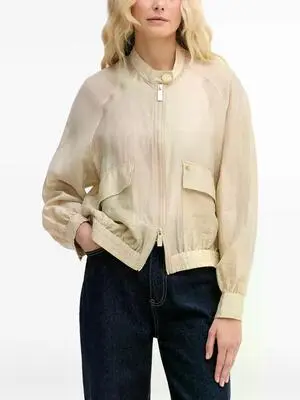LOLA CASADEMUNT Logo Plaque Zip-up Bomber Jacket - Neutrals