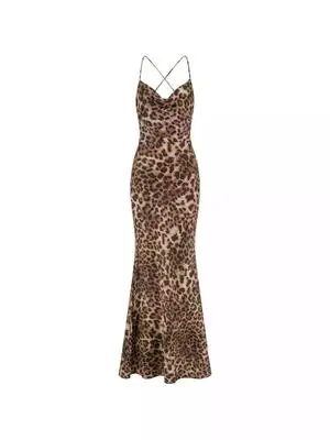 ACTUALEE Leopard-print Maxi Dress
