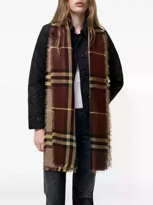 Burberry Wide Reversible Check Wool-silk Scarf