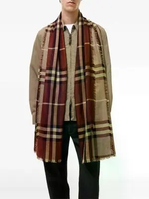 Burberry Wide Reversible Check Wool-silk Scarf