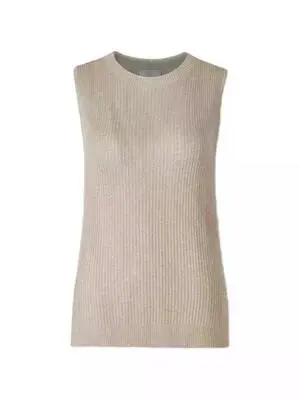 Peserico Ribbed Knit Sleeveless Top - Neutrals