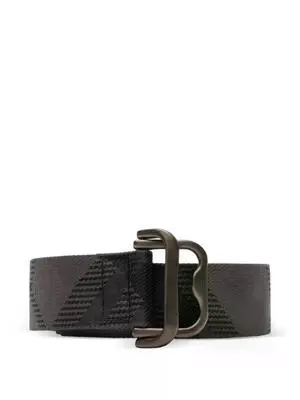 Burberry Check Webbing Belt With B Buckle - Grey