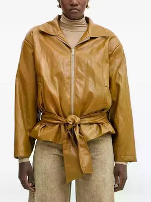 HAVEONE Belted Zip-up Jacket - Brown