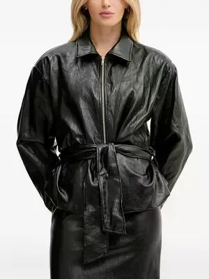 HAVEONE Belted Zip-up Jacket - Black