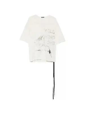 ANN DEMEULEMEESTER Graphic Print T-shirt With Ribbon Detail