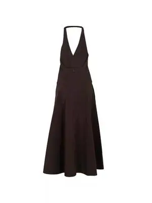 ST. AGNI Bark Halterneck Plunge Maxi Dress