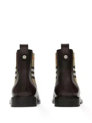Burberry Pembroke Leather Boots With Check Panels