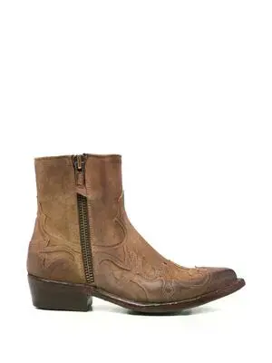 ERALDO Embroidered Western-style Boots - Brown