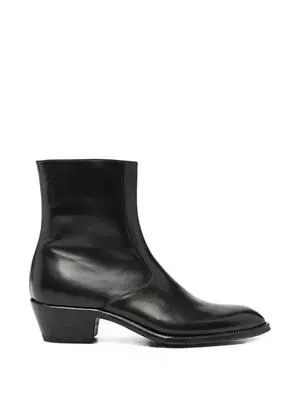 ERALDO Side-zip Leather Ankle Boots - Black