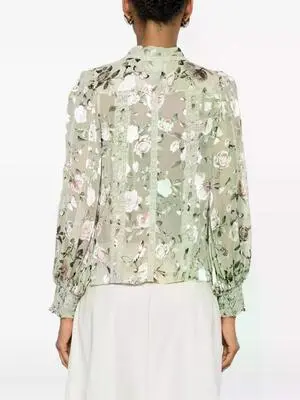 Alice + Olivia Arlette Floral-print Lace Detailing Blouse
