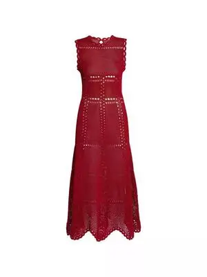 Erdem Crochet-knit Flare Midi Dress - Red