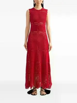 Erdem Crochet-knit Flare Midi Dress - Red