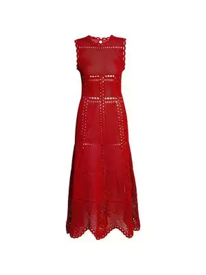 Erdem Crochet-knit Flare Midi Dress - Red