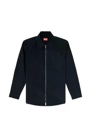 DIESEL® Oval D Logo Zip-up Shirt - Blue
