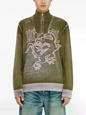 DIESEL® Griffin Motif Half-zip Sweater