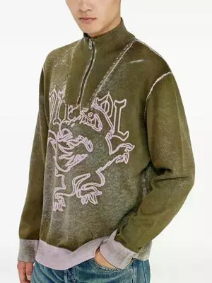 DIESEL® Griffin Motif Half-zip Sweater