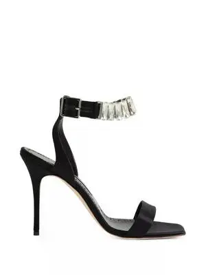 Manolo Blahnik Bayosan Crystal Embellished Sandals - Black