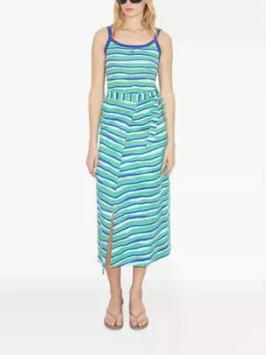 Tory Burch Cotton Knit Wrap Skirt With Organic Stripes
