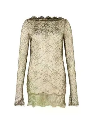 Roberto Cavalli Embroidered Semi-sheer Mini Dress - Black