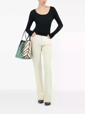 Roberto Cavalli Flared Jeans With Logo Patch - Neutrals