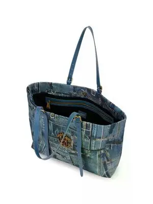 Roberto Cavalli Snake Monogram Patchwork Tote Bag