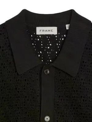 FRAME Pointelle-knit Short-sleeve Shirt - Black