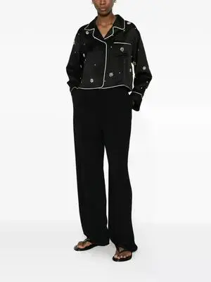Sandro Embellished Contrast Piping Shirt - Black