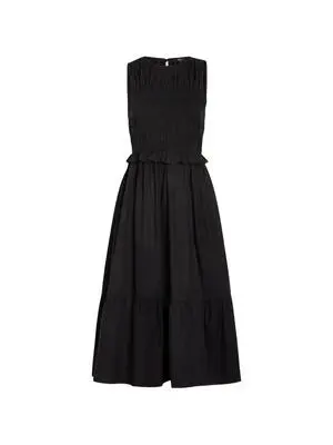 Rails Rialto Shirred Ruffled Midi Dress - Black