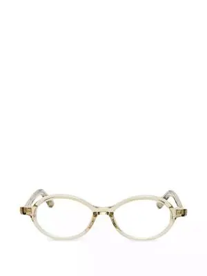Jacquemus Oval Frame Glasses With Logo Plaque - Neutrals