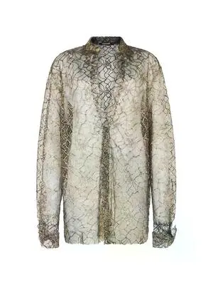 Roberto Cavalli Embroidered Lace Shirt - Black