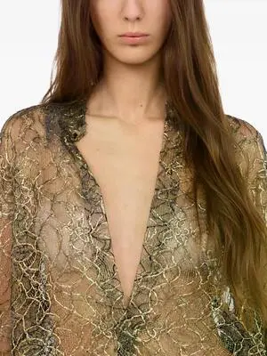 Roberto Cavalli Embroidered Lace Shirt