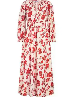 Rails Matia Floral-print Smocked-waist Midi Dress - Neutrals