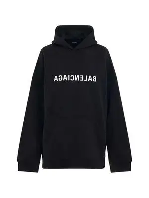 Balenciaga Mirror-print Wide-fit Hoodie - Black