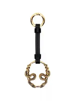 Roberto Cavalli Snake Motif Leather Keyring - Gold