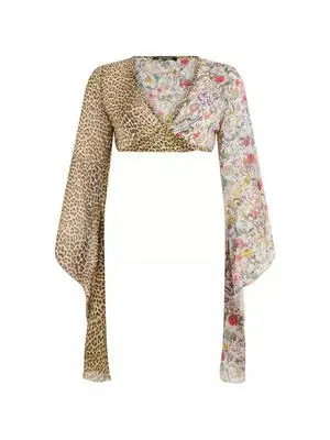 Roberto Cavalli Baby Jaguar Print Silk Top - Multicolour