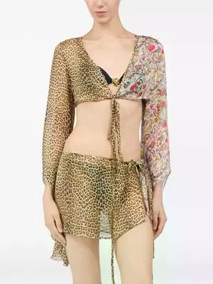 Roberto Cavalli Baby Jaguar Print Silk Top