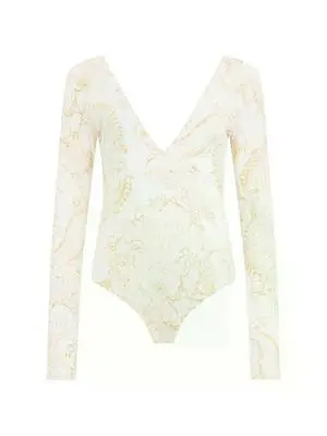 Roberto Cavalli Paisley Print V-neck Bodysuit