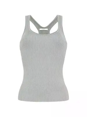 Adam Lippes Ribbed Knit Racerback Tank Top - Grey