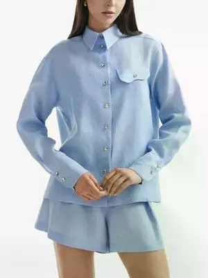 MIA PECULIAR Long Sleeve Shirt With Button Front And Chest Pocket