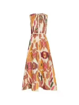EMPORIO SIRENUSE Ikat Print Sleeveless Midi Dress - Pink