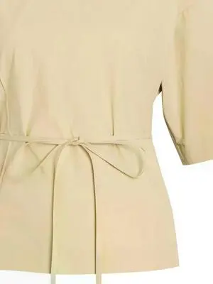 Calvin Klein Belted V-neck Blouse - Neutrals